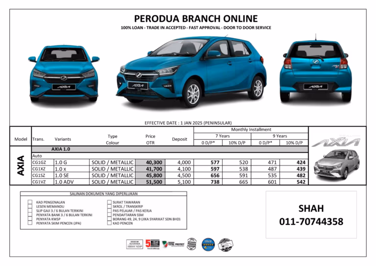 Harga Perodua Axia 2026 - Tempah Online Sekarang